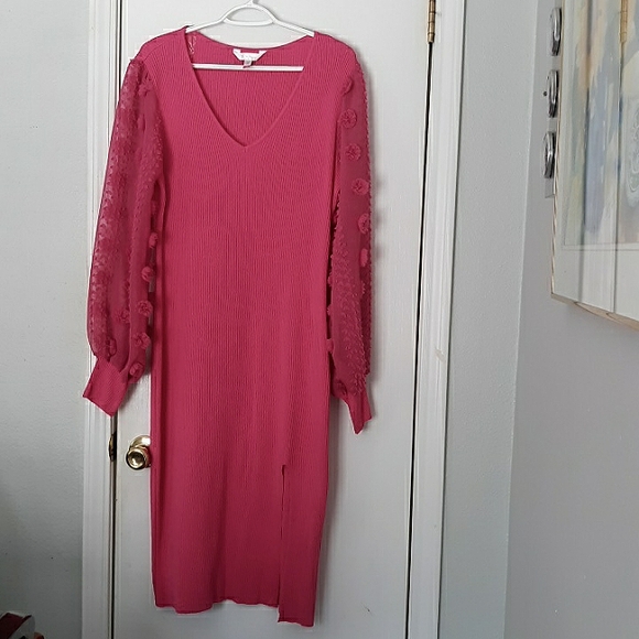 No Boundaries | Dresses | Sweater Dress Sexy Hot Pink Rib Knit Midi ...